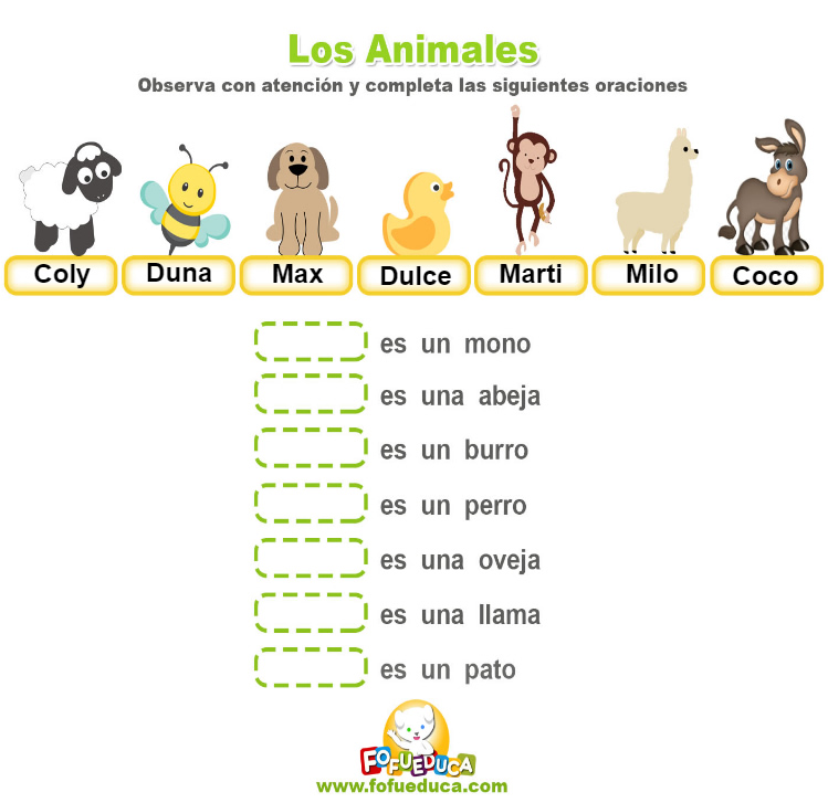 Descripción del juego LOS ANIMALES