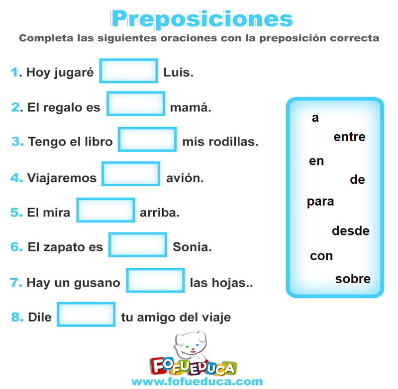 Descripción del juego PREPOSICIONES