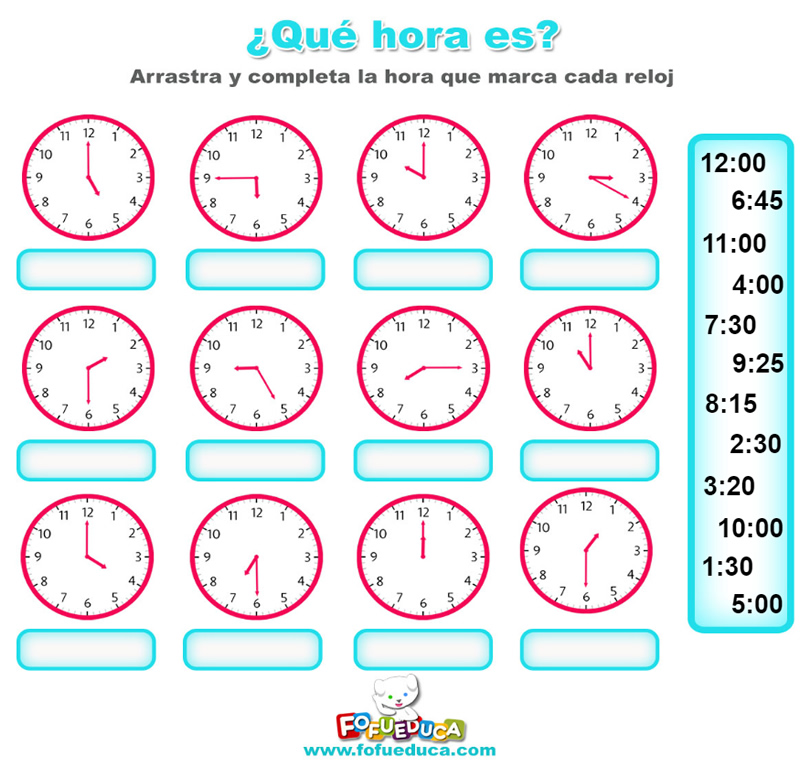 Descripción del juego ¿QUE HORA ES?